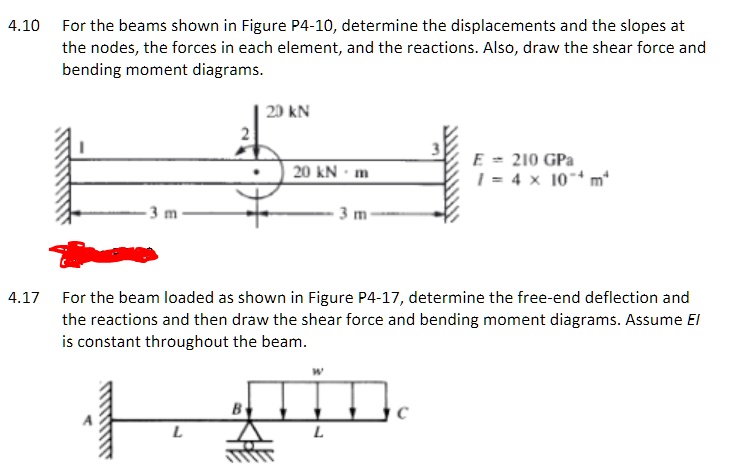 4.10 For the beams shown in Figure P4-10, determine the displacements and the slopes at the ...