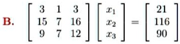 SOLVED: White the coefficients matrix of the linear system of equations ...