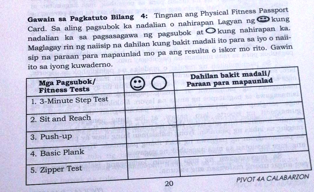 SOLVED: Gawain sa Pagkatuto Bilang 4: Tingnan ang Physical Fitness ...