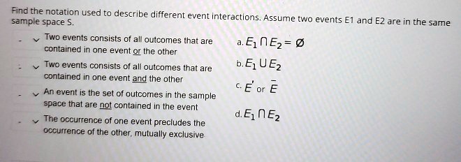 SOLVED:Find the notation used to describe different event Interactions ...