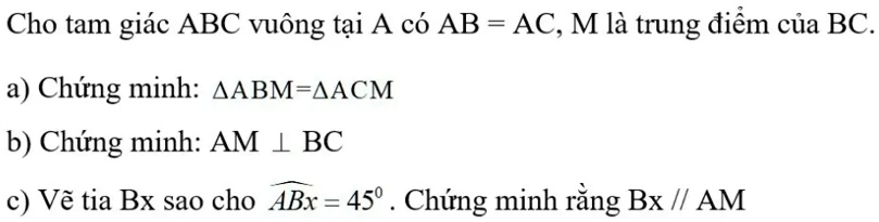 Solved Cho Tam Giác Abc Vuông Tại A Có Ab Ac M Là Trung Ä‘iá
