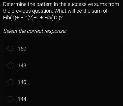 SOLVED: Determine the pattern in the successive sums from the previous ...