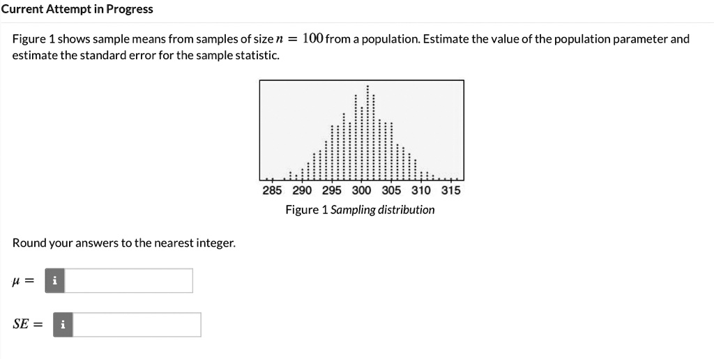 SOLVED: Current Attempt in Progress Figure 1 shows sample means from samples of size n 100 from ...