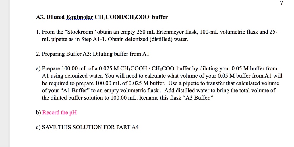 a3 diluted equimolar chcoohichcoo buffer 1 from the stockroom obtain an empty 250 ml erlenmeyer ...