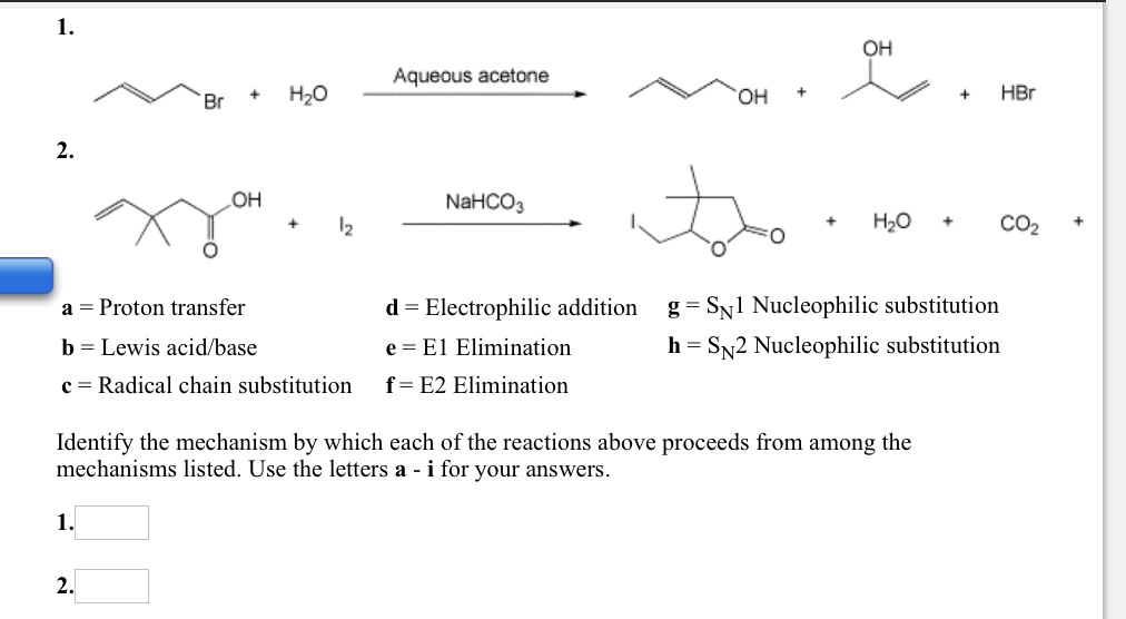 SOLVED: HO Aqueous acetone Hzo HBr OH Br NaHCO: OH Hzo COz a = Proton transfer Electrophilic ...