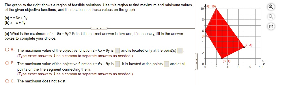 SOLVED: The graph to the right shows region of feasible solutions Use ...