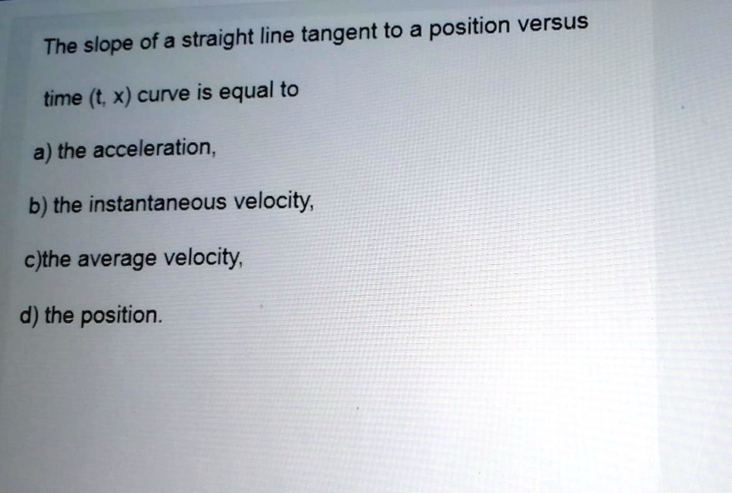 SOLVED:of a straight line tangent to a position versus The slope time ...