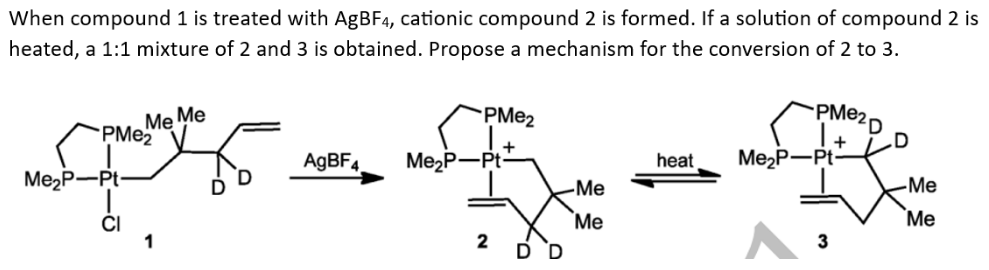 when compound 1 is treated with agbf 4 cationic compound 2 is formed if ...