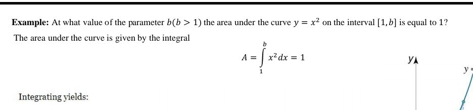 SOLVED: Example: At what value of the parameter b(b>1) the area under ...