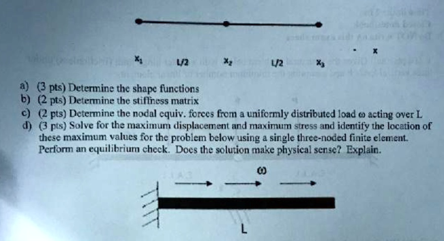 SOLVED: a) Determine the shape functions. b) Determine the stiffness matrix. c) Determine the ...