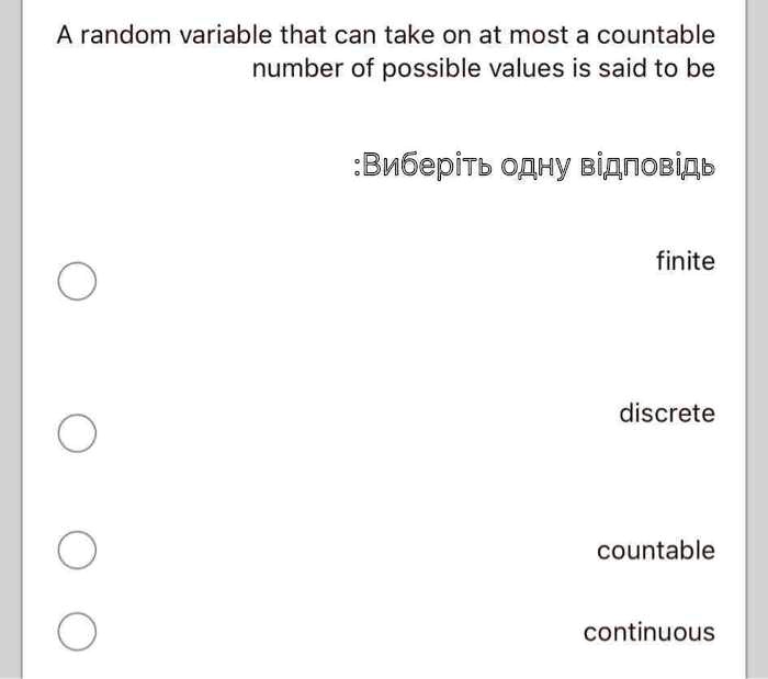 SOLVED: A random variable that can take on at most a countable number of possible values is said ...