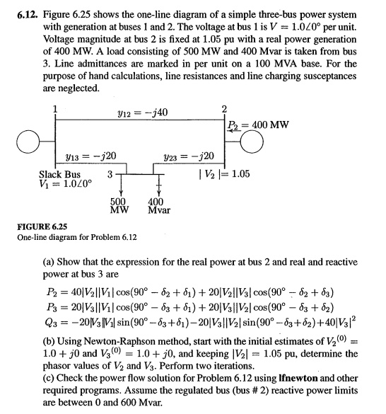 612 figure 625 shows the one line diagram of a simple three bus power ...