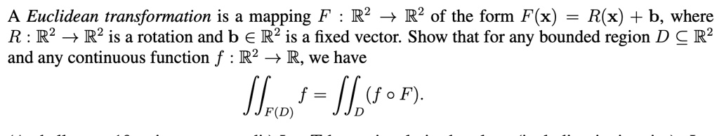 SOLVED: Euclidean transformation is a mapping from R^4 to R^2 of the ...
