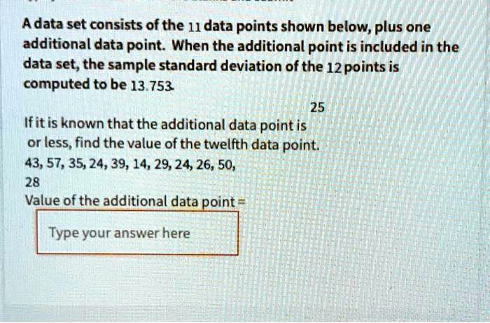 adata set consists of the 11 data points shown below plus one additional data point when the ...
