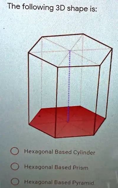 SOLVED: The following 3D shape is: Hexagonal Based Cylinder Hexagonal Based Prism Hexagonal ...