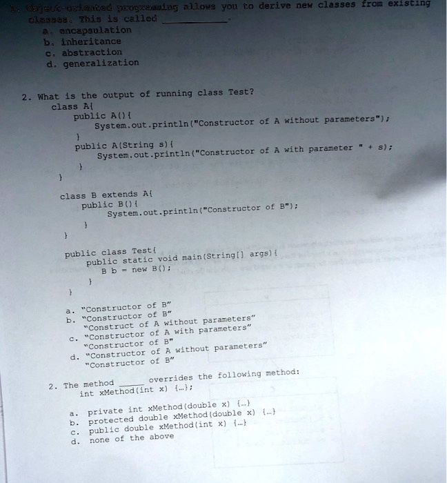 Solved Classes This Is Called A Encapsulation B Inheritance C Abstraction D Generalization 8527