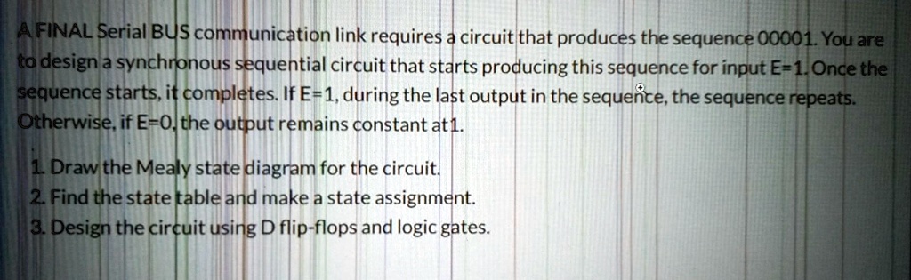 SOLVED: Texts: A final serial bus communication link requires a circuit that produces the ...