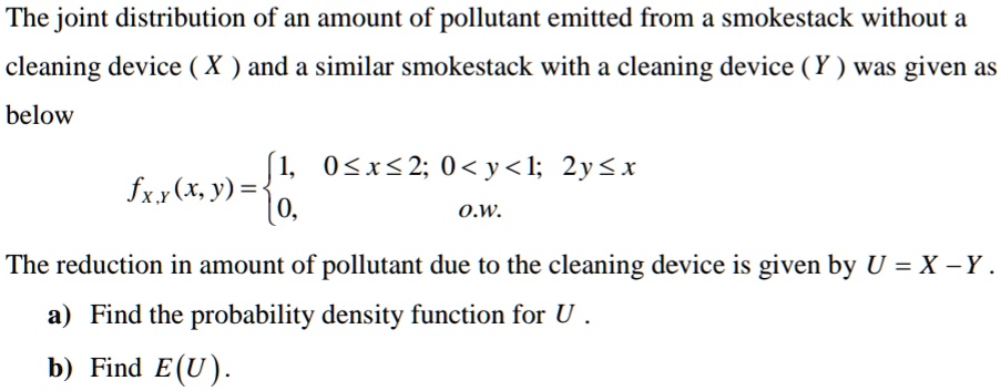 the joint distribution of an amount of pollutant emitted from a ...