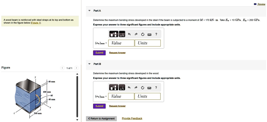 a wood beam is reinforced with steel straps at its top and bottom as ...