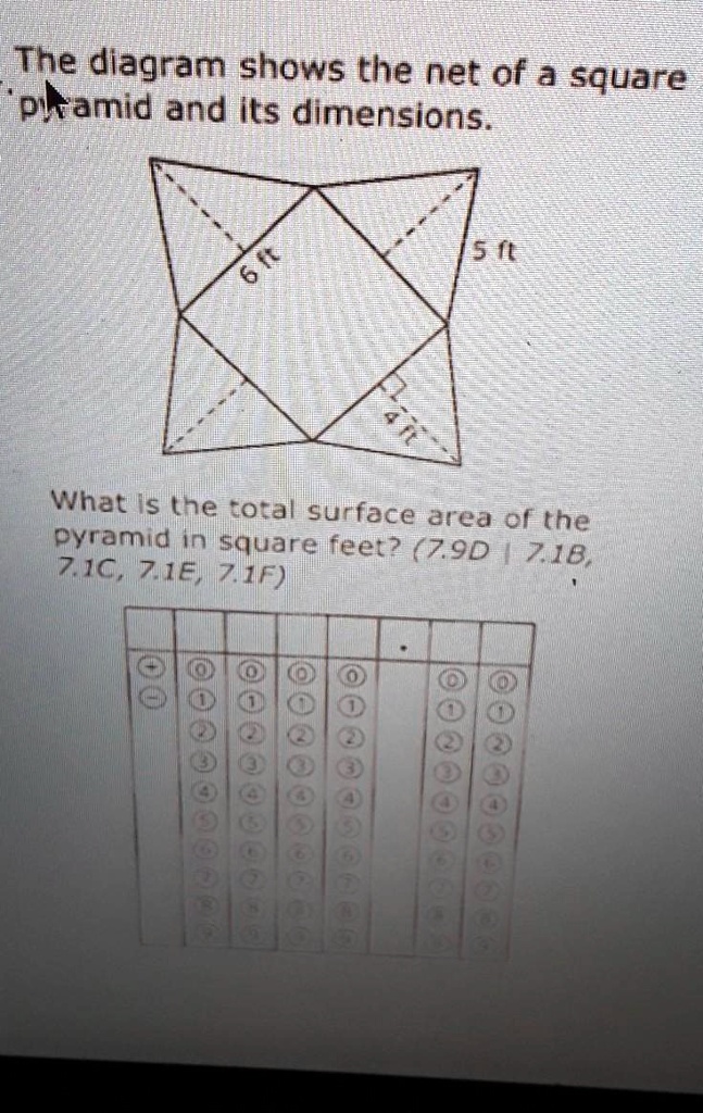 SOLVED: The diagram shows the net of a square pyramid and its dimensions. What is the total ...