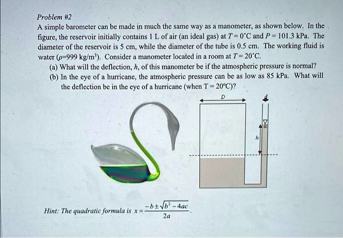 SOLVED: Problem #2: Barometer and Manometer A simple barometer can be made in much the same way ...