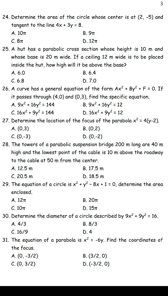 [GET ANSWER] 24 determine the area of the circle whose center is at 2 55 and tangent to the line ...