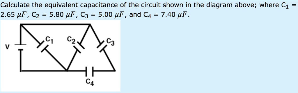 SOLVED: Calculate the equivalent capacitance of the circuit shown in the diagram above; where C1 ...