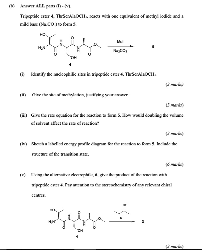 SOLVED: Tripeptide ester 4 ThrSerAlaOCH3 reacts with one equivalent of ...