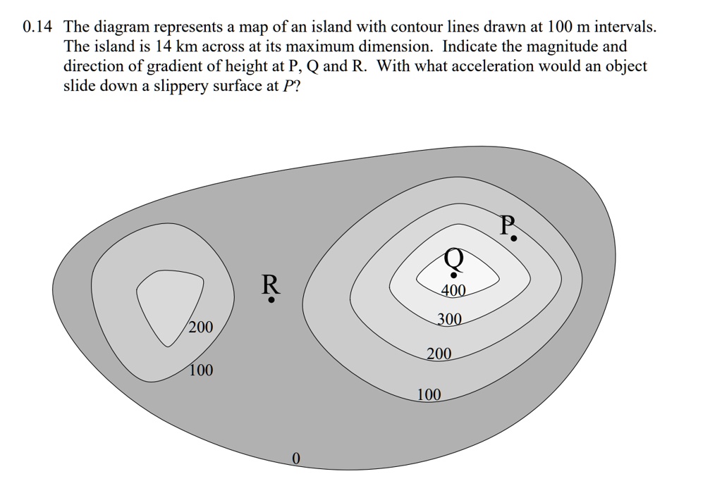[GET ANSWER] 014 the diagram represents a map of an island with contour ...