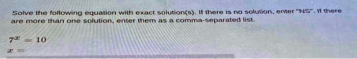 SOLVED: Solve the following equation with exact solution(s.If there is ...