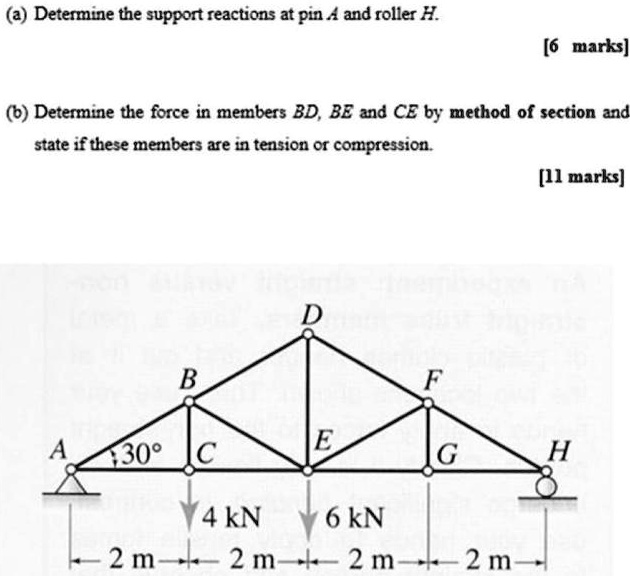 a determine the support reactions at pin 4 and roller h 6 marks 6 ...