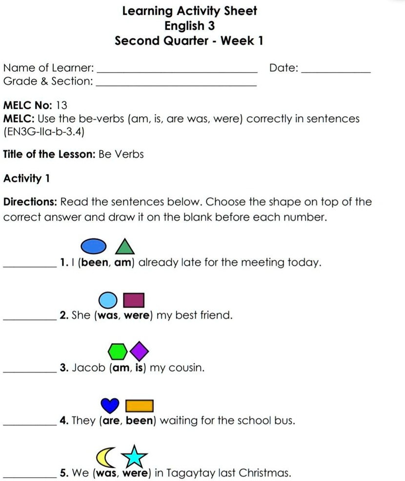 SOLVED Learning Activity Sheet English 3 Second Quarter Week 1 Name Of SOLVED Learning Activity Sheet English 3 Second Quarter Week 1 Name Of