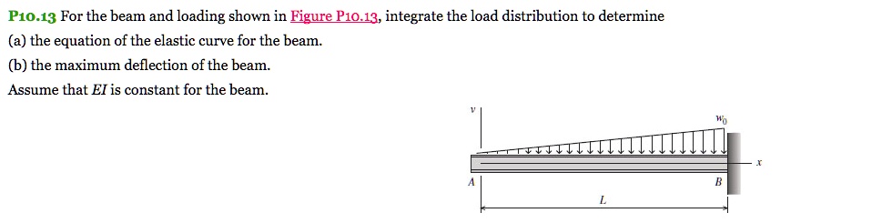 P10.13 For the beam and loading shown in Figure P10.13, integrate the ...