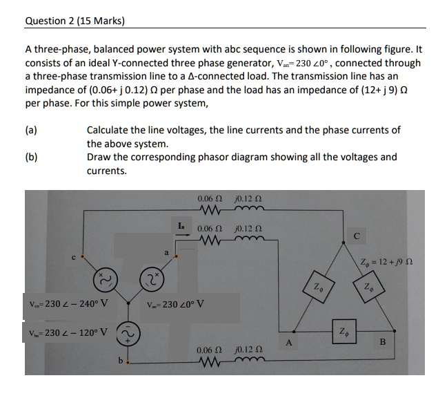 SOLVED: A three-phase, balanced power system with abc sequence is shown in the following figure ...