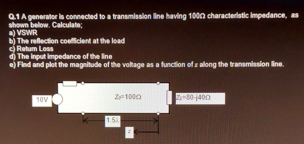 Q.1 A generator is connected to a transmission line having 100Ωcharacteristic impedance, as ...