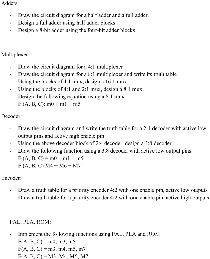 Adders: Draw the circuit diagram for a half adder and a full adder ...