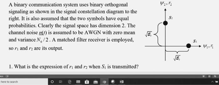 Solved A Binary Communication System Uses Binary Orthogonal Signaling As Shown In The Signal