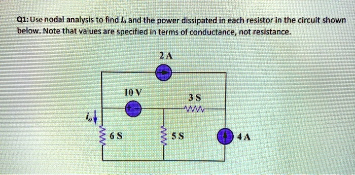 SOLVED: Use nodal analysis to find I and the power dissipated in each resistor in the circuit ...