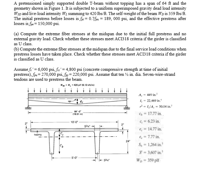 A pretensioned simply supported double T-beam without...