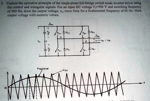 3. Explain the operation principle of the single-phase full-bridge switch mode inverter below ...