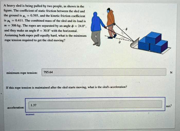 SOLVED: A heavy sled is being pulled by two people, as shown in the ...