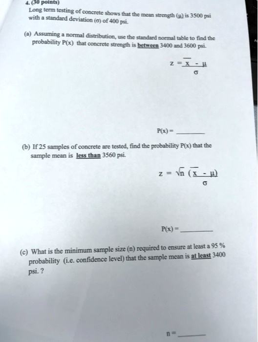 SOLVED:~(0 points) Long tcr testing of concrete shows that the mean ...