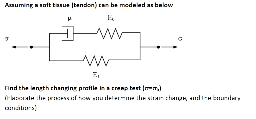 assuming a soft tissue tendon can be modeled as below eo o e1 find the ...