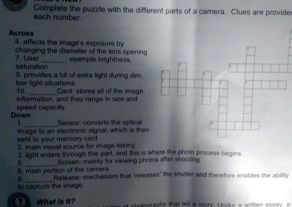whats newcomplete the puzzle with the different parts of a camera clues ...