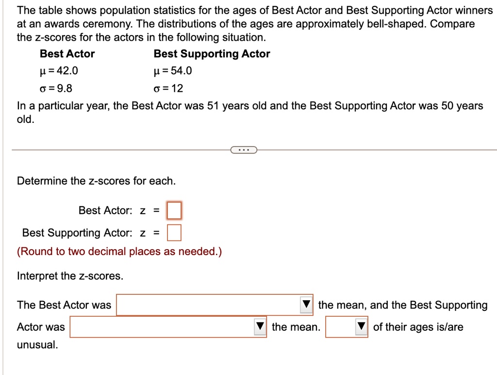 SOLVED: The table shows population statistics for the ages of Best ...