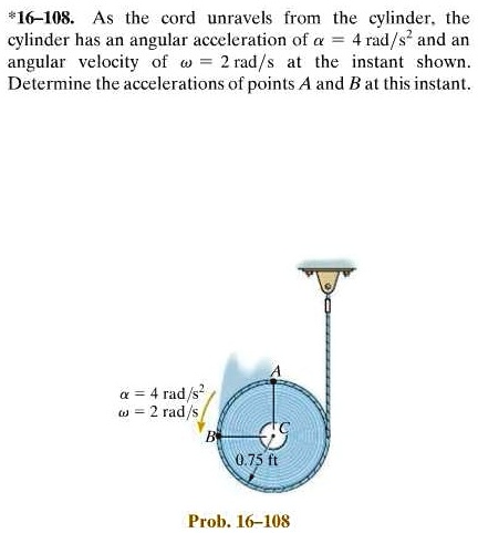 SOLVED: I know that the acceleration at C is (4)(0.75) = 3 ft/s^2. *16-108. As the cord unravels ...