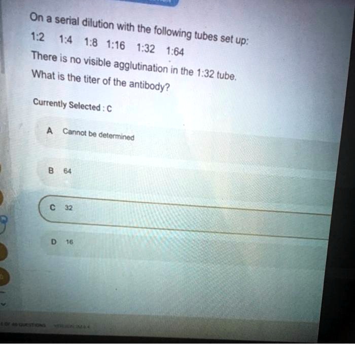 on a serial dilution with ihe 12 following 14 tubes 18 116 set up 132 ...