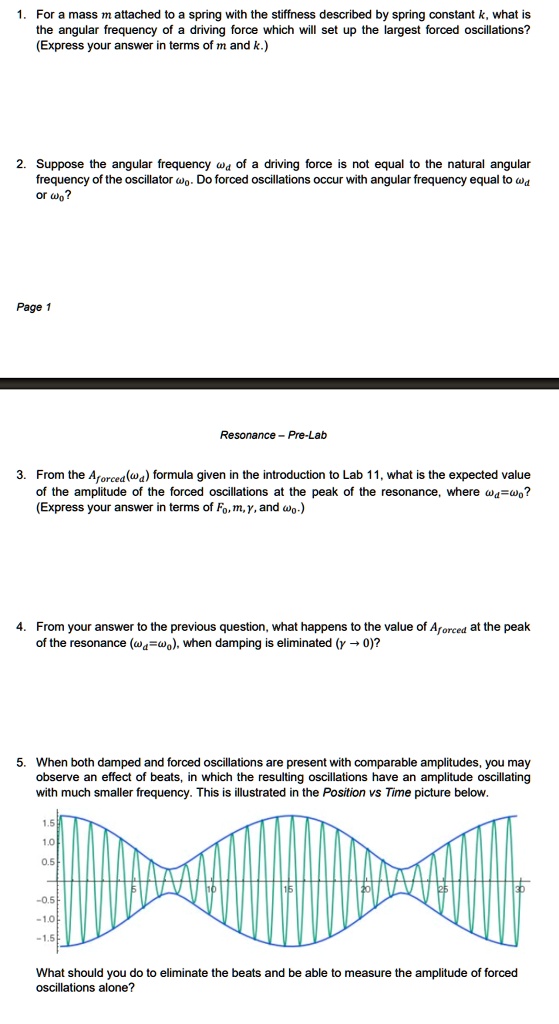 SOLVED: 1. For a mass m attached to a spring with the stiffness ...