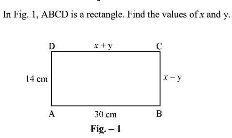 SOLVED: In the figure, ABCD is a rectangle. Find the values of x and y.