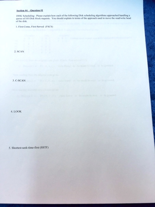Solved Section 4 Question 1 Disk Scheduling Please Explain How Each Of The Following Disk